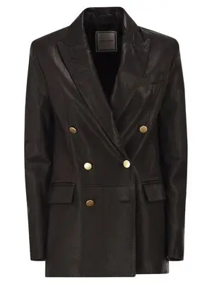 Tagliatore Josie Lambskin Double-breasted Blazer - Black