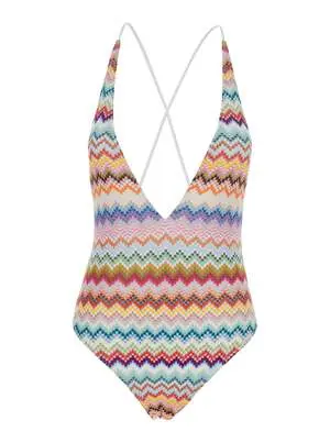 Missoni Zig-zag" V-neck One-piece Swimsuit - Multicolor