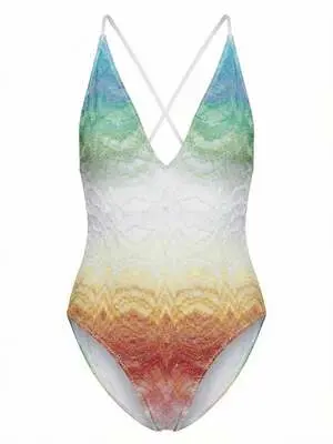 Missoni Zig-zag" V-neck One-piece Swimsuit - Multicolor