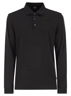 BOSS Regular Fit Polo Shirt In Interlock Cotton - Black