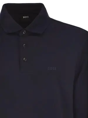 BOSS Regular Fit Polo Shirt In Interlock Cotton - Blue