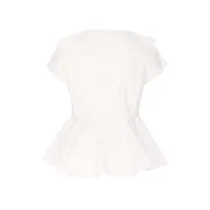 GANNI Cotton Blend Collared Shirt - White