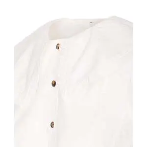 GANNI Cotton Blend Collared Shirt - White