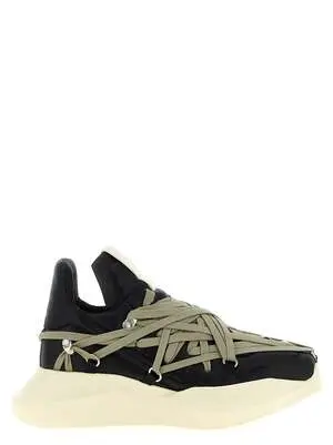 Rick Owens Megalace Geth Runner Leather Sneakers - Black