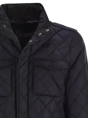 Herno Diamond Quilted Field Jacket With Packable Hood - Blue