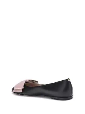 Valentino Garavani Leather Ballerinas With Contrast Bow - Black