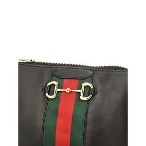 Gucci Calf Leather Shoulder Bag With Web Stripe And Horsebit Detail