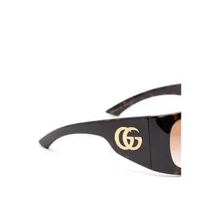 Gucci Tortoiseshell Rectangle Frame Sunglasses With Double G Logo - Brown