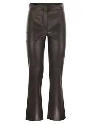 Max Mara Coated Fabric Trousers With Flared Ankle - Brown