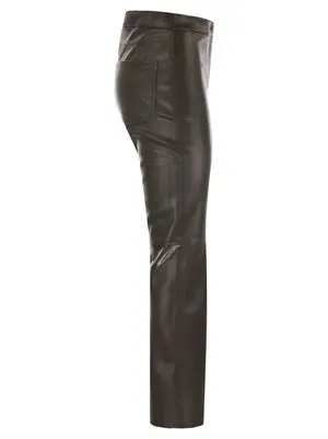 Max Mara Coated Fabric Trousers With Flared Ankle - Brown