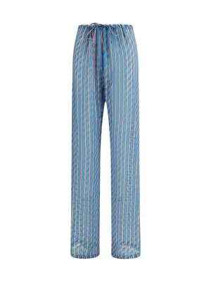 Dries Van Noten Striped Semi-transparent Silk Blend Pants