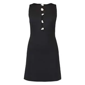 Cult Gaia Sleeveless Button Embellishment Ribbed Texture Dress - Black