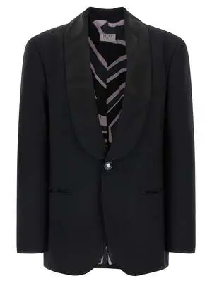 Emilio Pucci Virgin Wool Single-breasted Blazer With Shawl Collar - Black