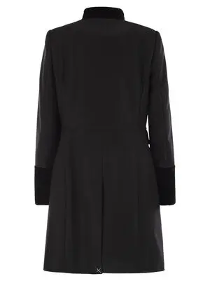FAY Wool Blend Coat With Velvet Trim - Black