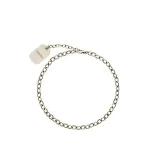 Saint Laurent Cable-link Chain Logo Tag Bracelet - Silver