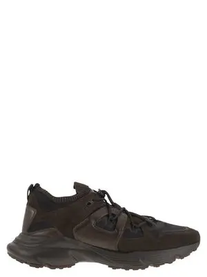 TOD'S Suede Calfskin And Technical Knit Sneakers - Brown