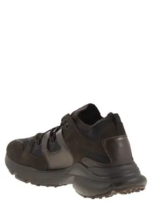 TOD'S Suede Calfskin And Technical Knit Sneakers - Brown