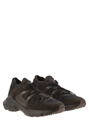 TOD'S Suede Calfskin And Technical Knit Sneakers - Brown