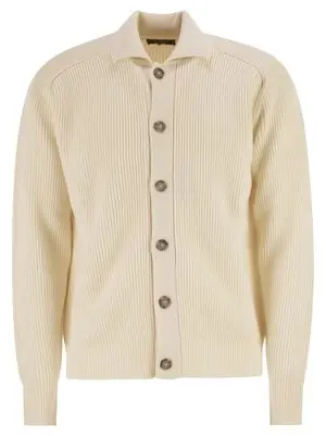 Peserico Pescarico English Ribbed Wool Cardigan - Cream