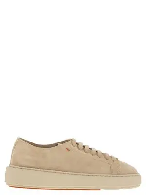 Santoni Suede Lace-up Sneakers With Double Buckle Tread Detailing