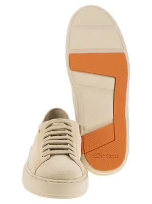 Santoni Suede Lace-up Sneakers With Double Buckle Tread Detailing