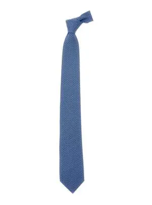 SALVATORE FERRAGAMO FERRAGAMO Blue Silk Gancini Print Neck Tie