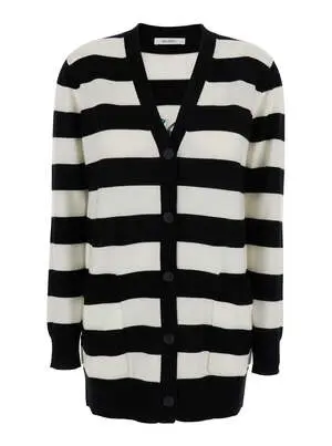 MAX MARA MAX MARA Wool Cardigan With Rear Embroidery And Striped Motif