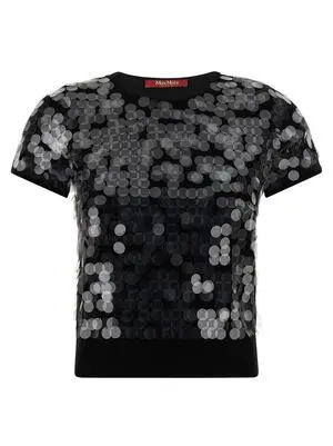 Max Mara Max Mara Studio "Saio" Sequin Embellished Wool Sweater Black