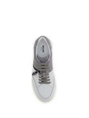 Moschino Leather And Suede Lace-up Sneakers
