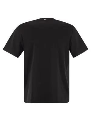 Herno Resort T-shirt In Cotton And Light Stretch Nylon - Black