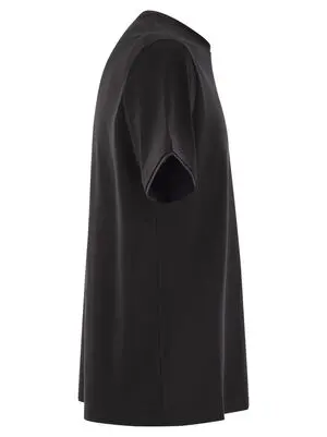 Herno Resort T-shirt In Cotton And Light Stretch Nylon - Black
