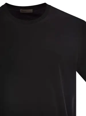 Herno Resort T-shirt In Cotton And Light Stretch Nylon - Black