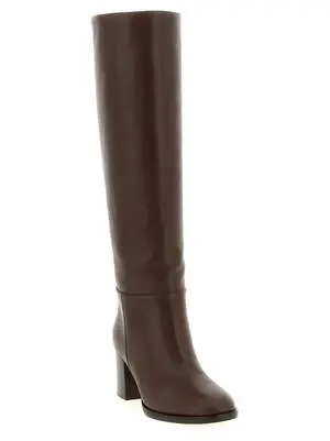 GIANVITO ROSSI Santiago Leather Block Heel Boots - Brown