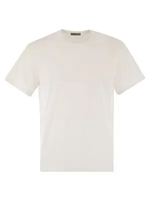 Herno Resort T-shirt In Cotton And Light Stretch Nylon - White