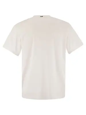 Herno Resort T-shirt In Cotton And Light Stretch Nylon - White