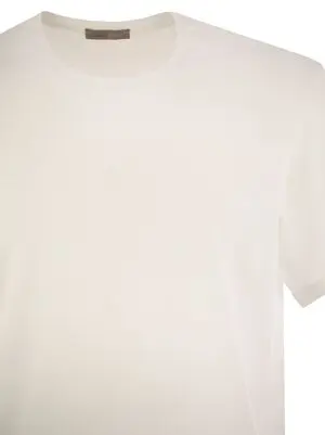 Herno Resort T-shirt In Cotton And Light Stretch Nylon - White