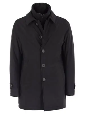 Herno Long Down Jacket With Buttons And Windproof Bib