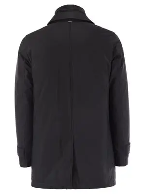 Herno Long Down Jacket With Buttons And Windproof Bib