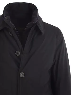 Herno Long Down Jacket With Buttons And Windproof Bib