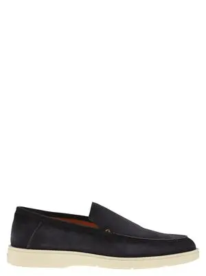 Santoni Suede Moccasin Loafers - Blue