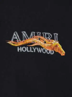 Amiri Black T-shirt With Logo Print On Front And Back In Cotton For - Multicolor