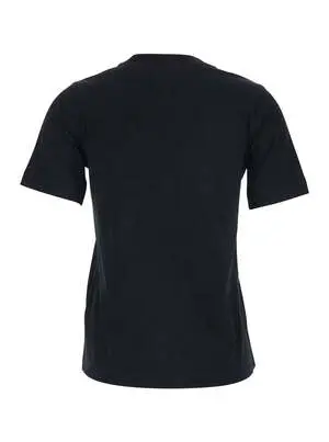 Burberry Black Cotton T-shirt With Applied Logo - Multicolor