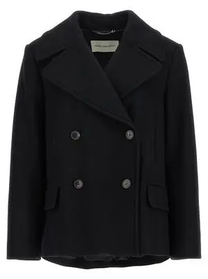 Dries Van Noten Vafel" Wool Blend Coat - Black