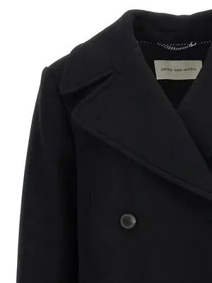 Dries Van Noten Vafel" Wool Blend Coat - Black