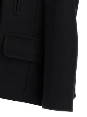 Dries Van Noten Vafel" Wool Blend Coat - Black
