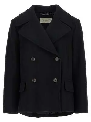Dries Van Noten Vafel" Wool Blend Coat - Black