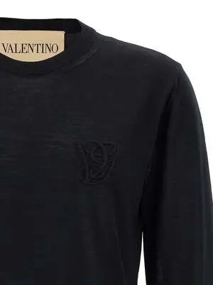 Valentino Garavani Crew Neck Logo Embroidered Sweater