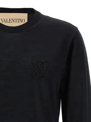 Valentino Garavani Crew Neck Logo Embroidered Sweater