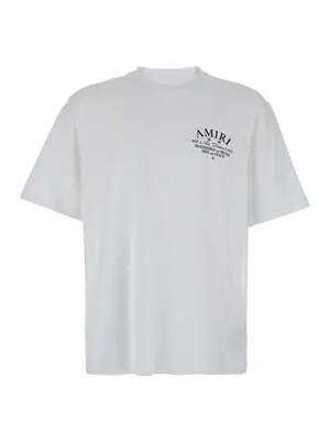 Amiri White Crew Neck T-shirt With Logo Print On The Front In Cotton For - Multicolor