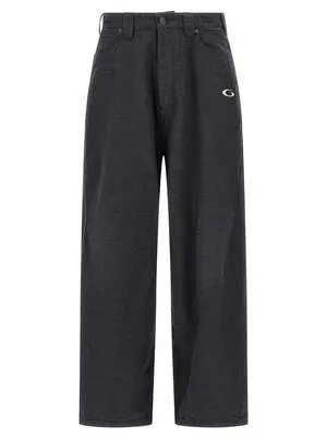 Balenciaga Trompe L'œil" Joggers In Mélange Cotton Denim - Gray